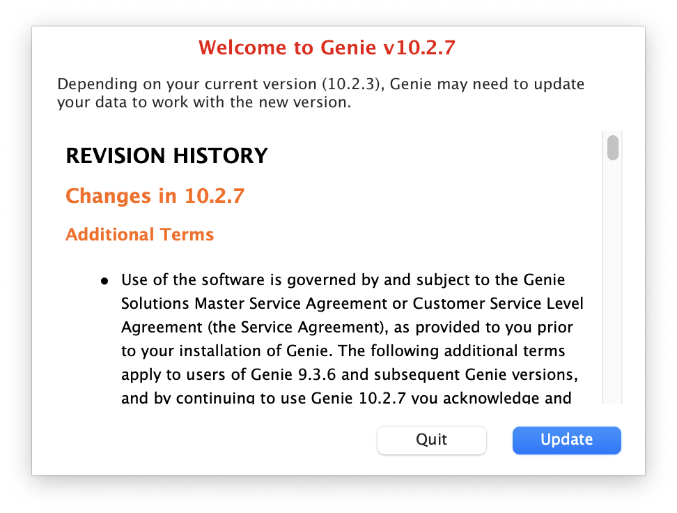 Updating to the latest Genie version | Genie Support