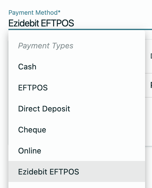 Ezidebit EFTPOS payment method not showing | Gentu Support