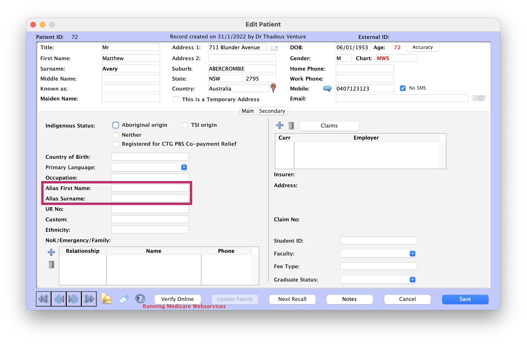 How do I bill patients who have different names registered with ...