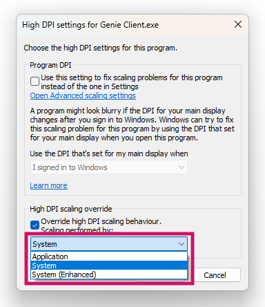 Display not scaling correctly in Genie v11 | Genie Support