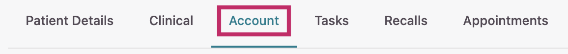The Patient > Account tab | Gentu Support