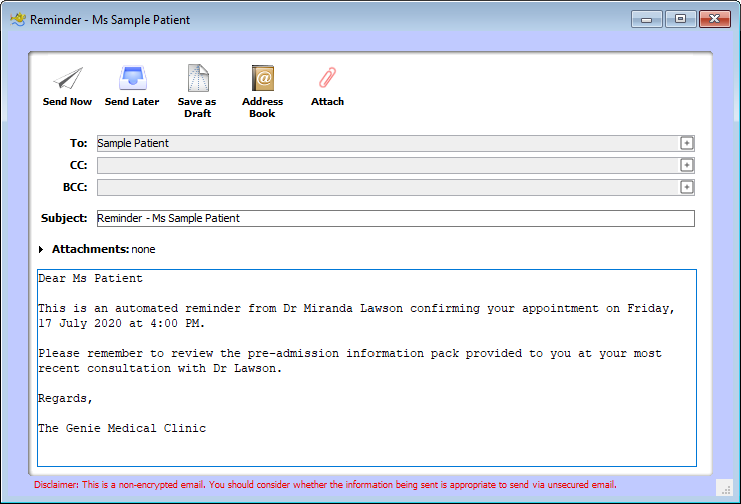 Emailing correspondence | Genie Support