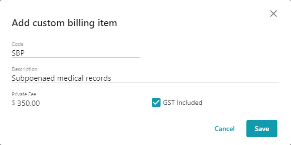 Fee Schedules and Billing Items | Gentu Support