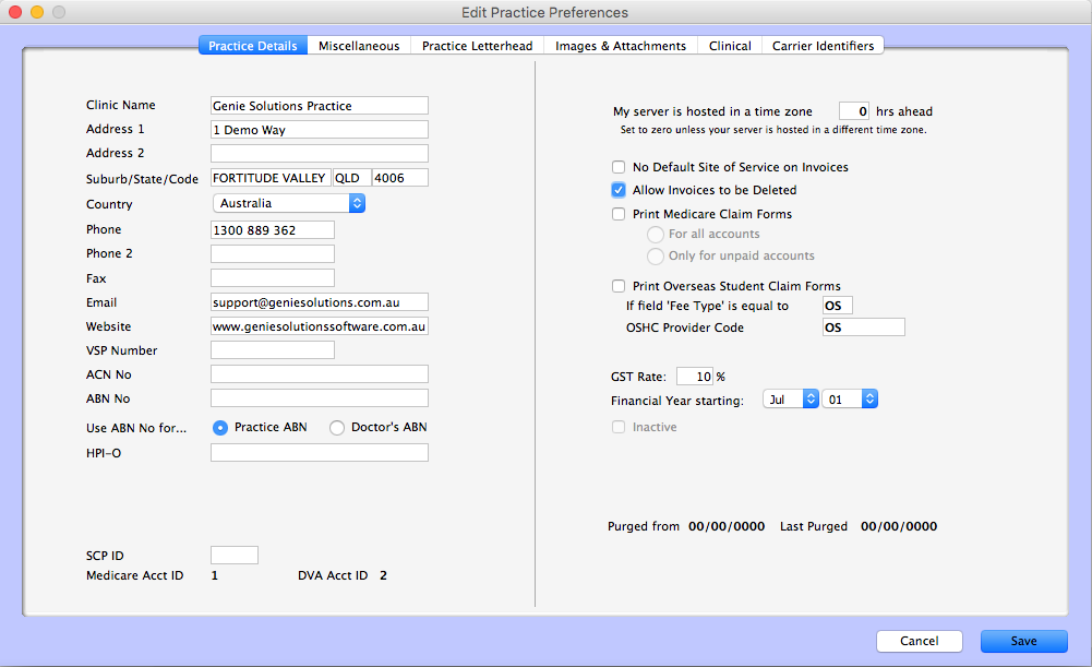 Configuring Practice Preferences | Genie Support