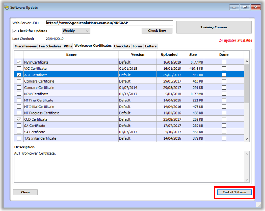 Configuring Workcover | Genie Support