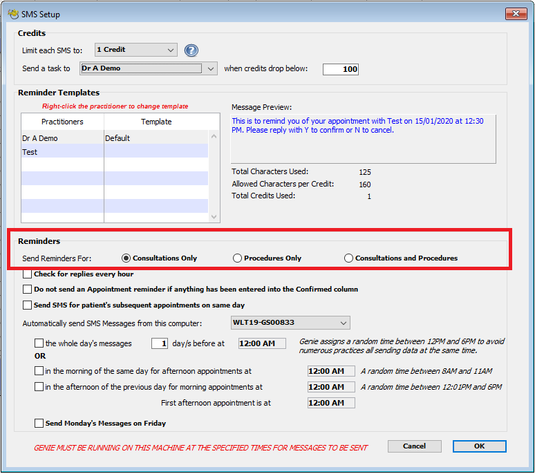 SMS Reminders | Genie Support