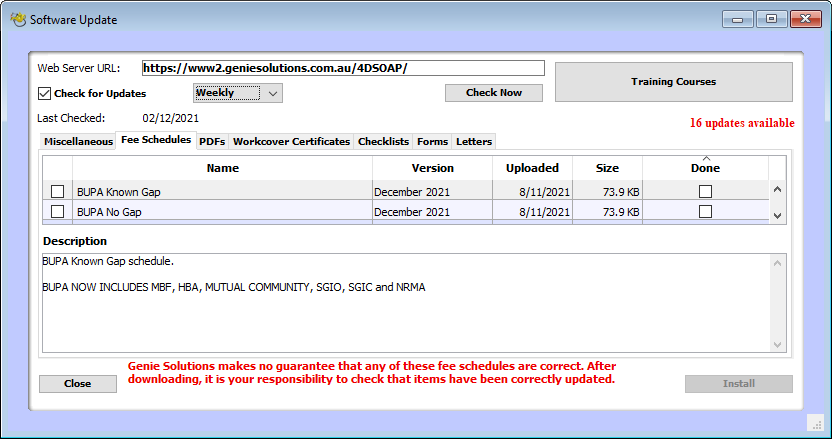 Using the Software Updates Window | Genie Support