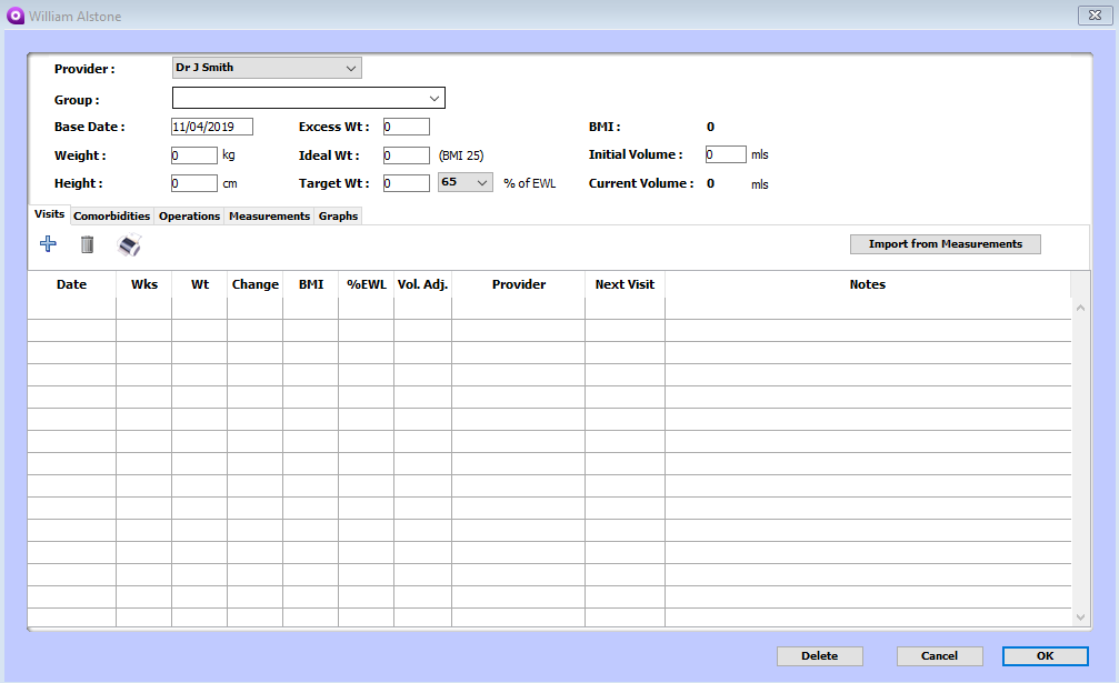 Bariatric Module: Bariatric Data | Genie Support