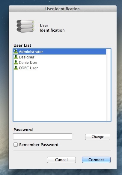 User Identification window at login | Genie Support