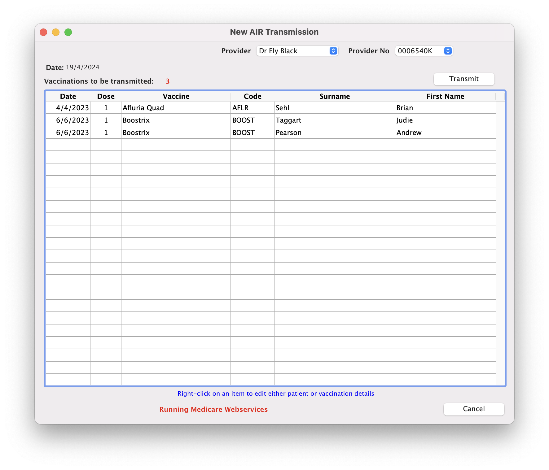 Transmitting vaccinations to the Australian Immunisation Register (AIR ...