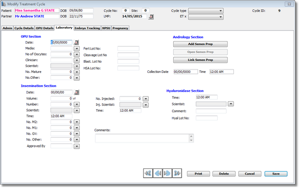 IVF Treatment Cycles: Laboratory | Genie Support
