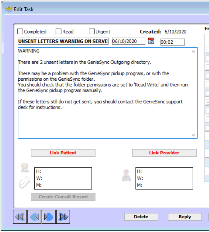 Unsent Letter Tasks | Genie Support