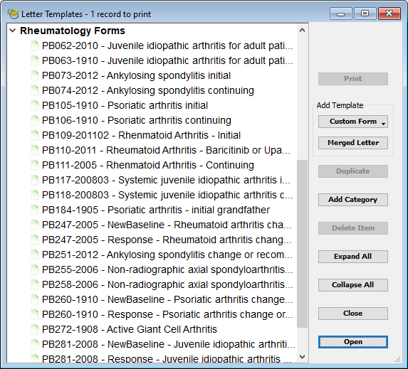 Rheumatology Module PBS Forms | Genie Support