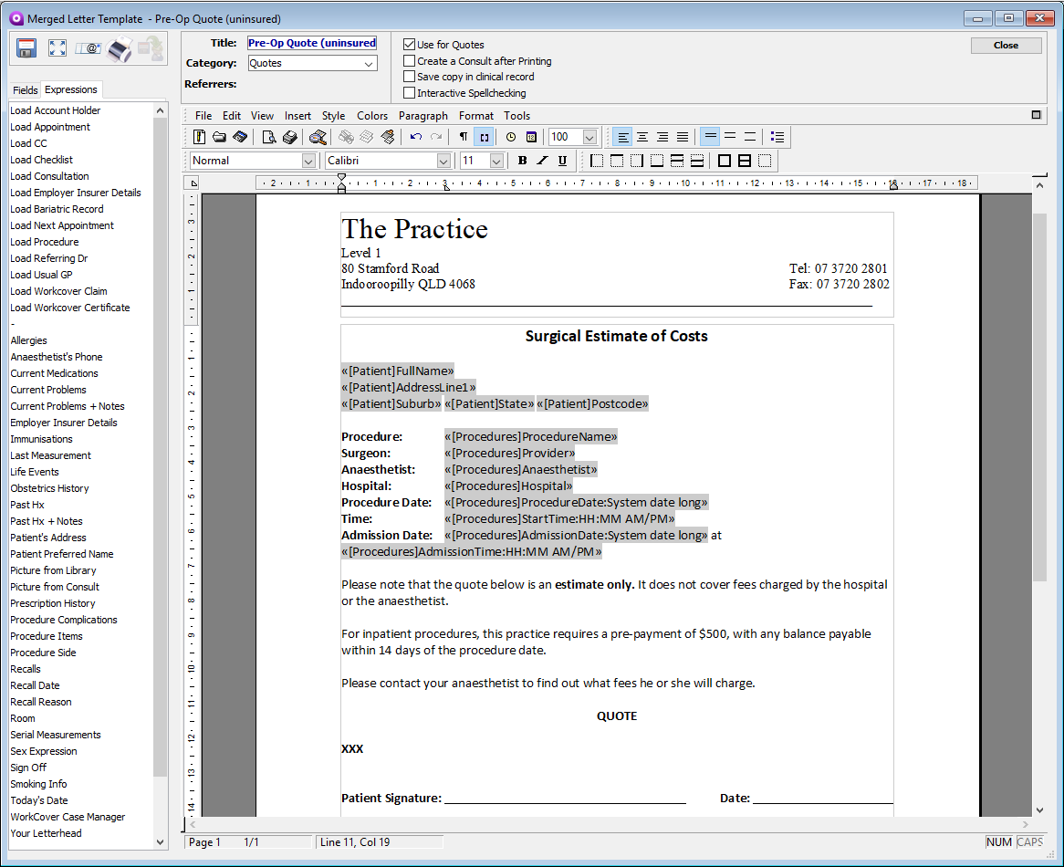 Creating a new quote template via the Merged Letters window | Genie Support