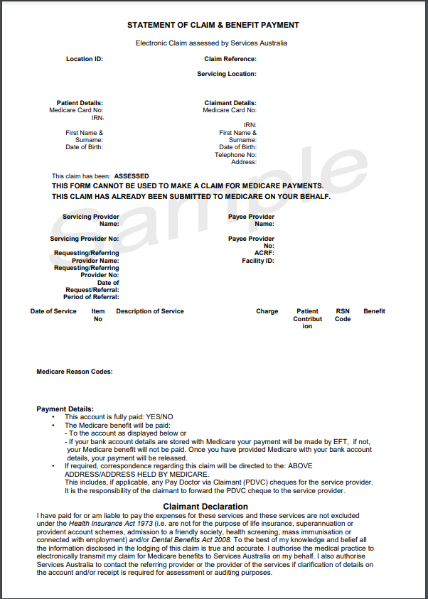 Patient Claims Lodgement Advice and Statement of Claim & Benefit ...