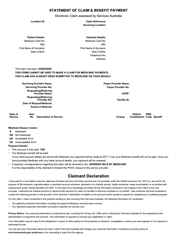 Patient Claims - Why does a Statement of Claim & Benefit Payment print ...